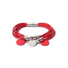 Armband Firetti "rot, rund, bicolor, mehrreihig", rot (metallfarben, rot), Armb&auml;nder, Damen, 18,5cm, Metall Polyester, Metall, Polyester, Armband