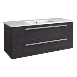 Waschtisch Welltime "Serena, Waschbeckenunterschrank inkl. Waschbecken, Badm&ouml;bel", schwarz (schwarz oak, schwarze eiche), B:121,5cm H:50cm T:46,5cm, Waschtische, Waschtisch, Breite 121,5 cm, Soft-Close-Funktion, FSC