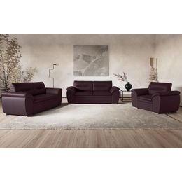 Polstergarnitur COTTA "Leandra", braun, Kunstleder SOFTLUX, Sitzm&ouml;bel-Sets, Couchgarnitur, Set bestehend aus: 2-Sitzer & 2,5-Sitzer