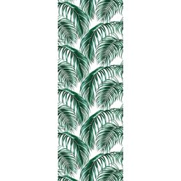 Vinyltapete queence "Tropische Bl&auml;tter - gr&uuml;n/wei&szlig;", bunt, B:0,9m L:2,5m, Vinyl, Tapeten, 90x250cm, selbstklebend, kinderleichte Anbringung,, Sticker