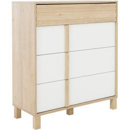 Kommode GAMI "ARIA", kastanie natur nachbildung, uni wei&szlig;, B:94cm H:107cm T:41cm, Holzwerkstoff, Sideboards, Kommode, Eine praktische Kommode mit 4 gro&szlig;en Schubladen.