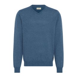 Strickfleece-Pullover Blend "Strickpullover BHBRUTON V-neck", Herren, Gr. S, blau (copen blau), Obermaterial: 100% Polyester PES., Pullover