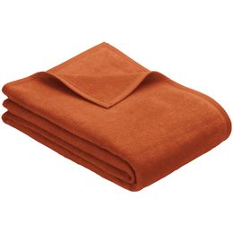 Wohndecke Ibena "Luxus", orange, B:100cm L:150cm, Baumwolle, Polyacryl, Polyester, Wohndecken, Wohndecke, verschiedene Gr&ouml;&szlig;en, uni, Kuscheldecke, Premium, made in Europe
