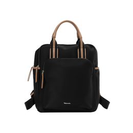 Rucksack Tamaris "Rucksack TAS Kirsten", Damen, Gr. B/H/T: 29cm x 34cm x 10cm, schwarz (schwarz 100), Obermaterial: 60% Polyurethan PU. 40% Polyester PES., Rucks&auml;cke Rucksack