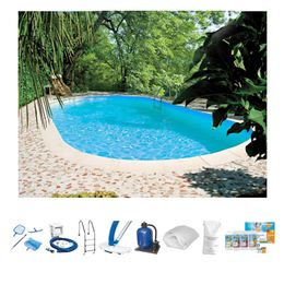 Ovalpool Clear Pool "TAHITI", wei&szlig;, B:400cm H:150cm L:800cm, Schwimmbecken, 800x400x150 cm