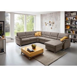 Wohnlandschaft DIE PLANBAR "ZE-EM16033 U-Form, Breite 330 cm", mammut nougat, B:330cm T:262cm, 100% Polyester, Sofas, Wohnlandschaft, wahlweise mit Kopfst&uuml;tzen und Bettfunktion