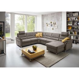 Wohnlandschaft DIE PLANBAR "ZE-EM16033 U-Form, Breite 330 cm", mammut nougat, B:330cm T:262cm, 100% Polyester, Sofas, Wohnlandschaft, wahlweise mit Kopfst&uuml;tzen und Bettfunktion