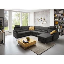 Wohnlandschaft DIE PLANBAR "ZE-EM16033 U-Form, Breite 330 cm", mammut anthrazit, B:330cm T:262cm, 100% Polyester, Sofas, Wohnlandschaft, wahlweise mit Kopfst&uuml;tzen und Bettfunktion
