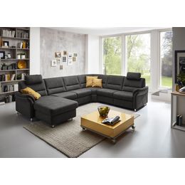 Wohnlandschaft DIE PLANBAR "ZE-EM16033 U-Form, Breite 330 cm", mammut anthrazit, B:330cm T:262cm, 100% Polyester, Sofas, Wohnlandschaft, wahlweise mit Kopfst&uuml;tzen und Bettfunktion
