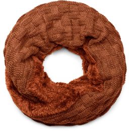 Strickschal styleBREAKER "Feinstrick Loop mit Flecht Muster und Teddyfleece", Damen, braun (cognac), Obermaterial: 100% Viskose CV., Modisch, Modet&uuml;cher