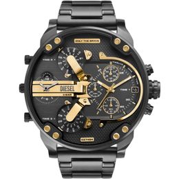 Chronograph Diesel "MR. DADDY 2.0", schwarz (gunfarben), Armbanduhren, Damen, Chronograph, Quarzuhr, Armbanduhr, Herrenuhr, Stoppfunktion, mehrere Zeitzonen