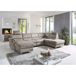 Wohnlandschaft DIE PLANBAR "ZE-EM16033 U-Form, Breite 316 cm", deluxe alu, B:316cm T:203cm, 100% Polyester, Sofas, Wohnlandschaft, wahlweise mit Kopfst&uuml;tzen und echt bezogenem R&uuml;cken
