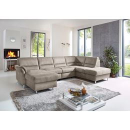 Wohnlandschaft DIE PLANBAR "ZE-EM16033 U-Form, Breite 316 cm", deluxe alu, B:316cm T:203cm, 100% Polyester, Sofas, Wohnlandschaft, wahlweise mit Kopfst&uuml;tzen und echt bezogenem R&uuml;cken
