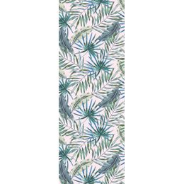Vinyltapete queence "Tropische Bl&auml;tter-Gr&uuml;n-Blau", bunt, B:0,9m L:2,5m, Vinyl, Tapeten, 90x250cm, selbstklebend, kinderleichte Anbringung,, Sticker