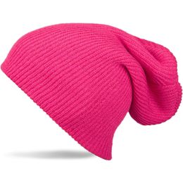 Strickm&uuml;tze styleBREAKER "Feinstrick Beanie doppelt gestrickt", Damen, pink, Obermaterial: 100% Polyacryl PAN., Modisch, M&uuml;tzen Strickm&uuml;tze