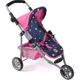 Bayer Chic 2000 Puppenbuggy CHIC2000 "Jogging-Buggy Lola", bunt (butterfly blau), Puppenwagen, KinderB:33cm H:57cm T:70cm, Kunststoff, Metall, Stoff, mit klappbarem Verdeck, B:33cm H:57cm T:70cm