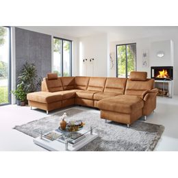 Wohnlandschaft DIE PLANBAR "ZE-EM16033 U-Form, Breite 316 cm", deluxe zimt, B:316cm T:203cm, 100% Polyester, Sofas, Wohnlandschaft, wahlweise mit Kopfst&uuml;tzen und echt bezogenem R&uuml;cken
