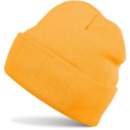 Strickm&uuml;tze styleBREAKER "Kinder Strickm&uuml;tze mit Krempe", Jungen, gelb (goldgelb), Obermaterial: 100% Polyacryl PAN., Modisch, M&uuml;tzen Strickm&uuml;tze