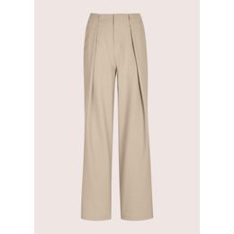 Madeleine Mode Stoffhose MADELEINE "Bundfaltenhose Jerseyhose mit weitem Bein", Damen, Gr. 20, N + K Gr, beige (cappuccino, melange), Obermaterial: 69% Polyester PES. 28% Viskose CV. 3% Elasthan EL., Modern, weit, Hosen Stoffhose, Hose mit modischer Bundfalte