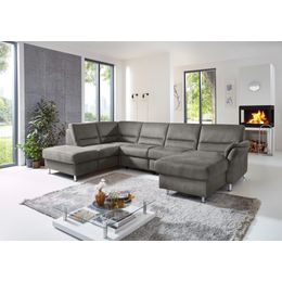 Wohnlandschaft DIE PLANBAR "ZE-EM16033 U-Form, Breite 316 cm", deluxe anthrazit, B:316cm T:203cm, 100% Polyester, Sofas, Wohnlandschaft, wahlweise mit Kopfst&uuml;tzen und echt bezogenem R&uuml;cken