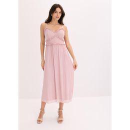 bonprix Jerseykleid aus zartem Mesh, rosa, Gr.52/54 (XXL), Modernes Kleid mit kleinen R&uuml;schenkanten