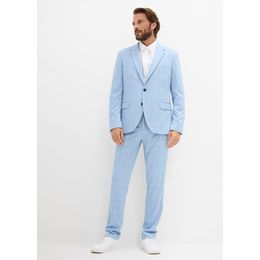 bonprix Anzug (2tlg. Set) aus Komfort-Stretch Material Modern Fit, blau, Gr.50, Modernes Sakko mit edlen blauen Kn&ouml;pfen und stylischen Details & einer schmal zulaufenden Anzughose im Regular Fit