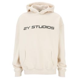 Kapuzensweatshirt 2Y STUDIOS "2Y Studios Herren Logo Oversize Hoodie", Herren, Gr. S, sanftes wei&szlig;, 70% Baumwolle, 30% Polyester, bedruckt, Sweatshirts