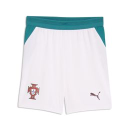 Sporthose Puma "Portugal 2026 Shorts Jugendliche", M&auml;dchen, Gr. 128, Normalgr&ouml;&szlig;en, wei&szlig; gr&uuml;n lagoon, Obermaterial: 100% Polyester. Besatz: 88% Polyester, 12% Elasthan. Einsatz: 100% Polyester, unifarben, regular fit, Hosen Sporthose