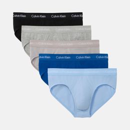 Hipster "HIP BRIEF 5PK", Damen, Gr. XL (54), classic blau, porpoise, schwarz, grau, Jersey, Obermaterial: 95% Baumwolle, 5% Elasthan, Calvin Klein Underwear, unifarben, k&ouml;rpernah, Unterhosen, mit elastischem Logobund