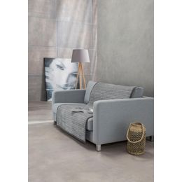 Sofaschoner Ibena "Fano", grau (dunkelgrau, hellgrau), B:100cm L:200cm, Baumwolle, Kunstfaser, Sesselschoner, 100 x 200 cm (Breite x L&auml;nge), mit modernen Streifen