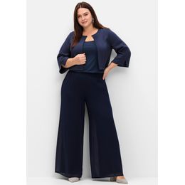 Boleroblazer sheego "Bolero", Damen, Gr. 40, blau (marine), 54% Polyester, 41% Viskose, 5% Elasthan, Blazer