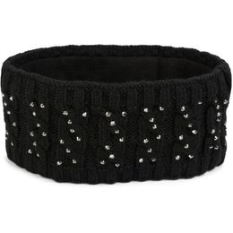Stirnband styleBREAKER "Stirnband mit Zopfmuster & Strass", Damen, schwarz, Obermaterial: 100% Viskose CV., Modisch, M&uuml;tzen Stirnband