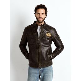 Lederjacke Mustang "Varberg", Herren, Gr. M, braun (dunkelbraun), Obermaterial: 100% B&uuml;ffelleder. Futter: 100% Baumwolle. &Auml;rmelfutter: 100% Polyester, ohne B&uuml;ndchen, Jacken