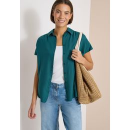 Hemdbluse Cecil, Damen, Gr. XS (36), jungle gr&uuml;n, Stoff, 100% Viskose, unifarben, klassisch normal, V-Ausschnitt, B&uuml;ndchen, Blusen Hemdbluse, im Basic-Style
