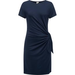 Shirtkleid Ragwear "Knotta", Damen, Gr. L (40), Normalgr&ouml;&szlig;en, blau (navy), Material: 95% Viskose, 5% Elasthan, figurumspielend ca. Mitte Oberschenkel, Rundhals, &Auml;rmel ohne &Auml;rmelschlitz abgesteppte Kante, Kleider Shirtkleid, Kurzarm Sommerkleid mit seitlichem Bindeband