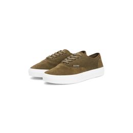 Sneaker Tommy Hilfiger "TH VULC CUP SUEDE", Herren, Gr. 40, gr&uuml;n, Veloursleder, Basic, Schuhe Sneaker, Freizeitschuh, Halbschuh, Schn&uuml;rschuh mit honigfarbener Plateausohle