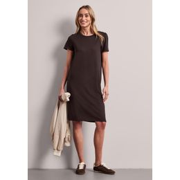 Midikleid Street One, Damen, Gr. 46, EURO-Gr&ouml;&szlig;en, espresso braun, Stoff, 70% Viskose, 25% Polyester, 5% Elasthan, unifarben, normal normal, Rundhals, abgesteppt, Kleider Midikleid, mit Rundhalsausschnitt