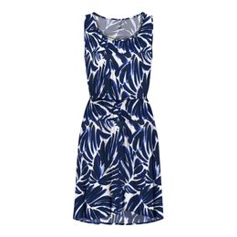 Sommerkleid Only "ONLNOVA LIFE S/L SARA DRESS", Damen, Gr. L, N-Gr, night sky aop:719 monstera, Web, Obermaterial: 100% Viskose, bedruckt, tailliert kurz, Rundhals, Kleider Sommerkleid, Viskose, regular fit, Rundhals