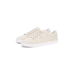 Plateausneaker Tommy Hilfiger "TH LOW PROFILE VULC CANVAS", Herren, Gr. 37, beige, Baumwolle, unifarben, Basic, Schuhe Plateausneaker, Halbschuh, Schn&uuml;rer, Freizeitschuh mit gepolstertem Schaftrand