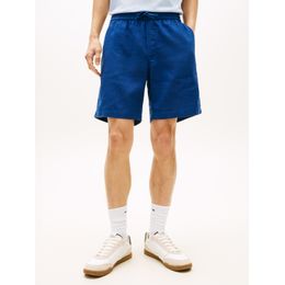 Chinoshorts Tommy Hilfiger "DOVER", Herren, Gr. 34, N-Gr, blau jean, Web, Obermaterial: 71% Leinen, 29% Polyester, regular fit kniefrei, Hosen Chinoshorts, aus Leinenmix, elastischer Bund