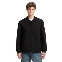 Bomberjacke Tom Tailor Denim, Herren, Gr. XXL, schwarz, Web, Obermaterial: 100% Polyester. Futter: 100% Polyester, unifarben, regular fit normal, Rippb&uuml;ndchen, Jacken Bomberjacke, mit Taschen