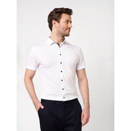 Kurzarmhemd DESOTO "Casual Kent 1/2", Herren, Gr. L, N-Gr, wei&szlig; solid, Jersey, Obermaterial: 100% Baumwolle, slim fit normal, Hemden, Businesshemd, slim fit, Kentkragen