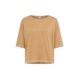 Strickpullover Brax "Style NOEMI", Damen, Gr. 42, dunkelbeige, Strick, 66% Leinen, 34% Baumwolle, Rundhals, Pullover Strickpullover