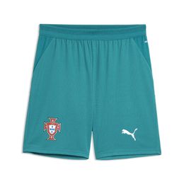 Sporthose Puma "Portugal 2026 Shorts Herren", Herren, Gr. L, Normalgr&ouml;&szlig;en, gr&uuml;n lagoon wei&szlig;, Obermaterial: 100% Polyester. Besatz: 88% Polyester, 12% Elasthan. Einsatz: 100% Polyester, unifarben, regular fit, Hosen Sporthose
