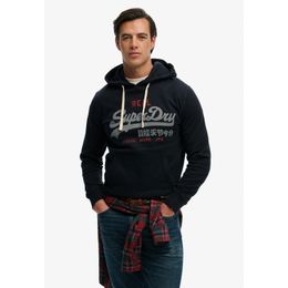 Kapuzensweatshirt Superdry "VL CLASSIC HOOD", Herren, Gr. L, eclipse navy, angeraute Sweatware, Obermaterial: 100% Baumwolle, bedruckt, regular fit normal, Rundhals, Rippb&uuml;ndchen, Sweatshirts, mit klassischem Vintage-Logo Print