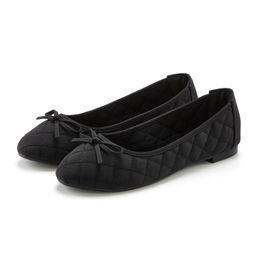 Ballerina Lascana "Slipper, Schl&uuml;pfschuh, Freizeitschuh, Slip-On-Sneaker", Damen, Gr. 37, schwarz, Obermaterial: 100% Lederimitat. Decksohle: 100% Textilmaterial. Futter: 100% Textilmaterial. Laufsohle: 100% Synthetik, unifarben, Basic, Schuhe Ballerina, mit eleganter Schleifenapplikation VEGAN