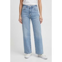 High-waist-Jeans Only "ONLMADISON BLUSH HW CP WD DNM CRO371NOOS", Damen, Gr. L, L&auml;nge 32, light blau denim, Denim/Jeans, Obermaterial: 92% Baumwolle, 6% Elastomultiester, 2% Elasthan, unifarben, kn&ouml;chelfrei, Jeans High-Waist-Jeans, wide fit, kn&ouml;chelfrei