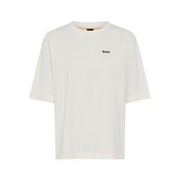 T-Shirt BOSS Orange "Eregular Premium Damenmode", Damen, Gr. M, open wei&szlig; 118, Single Jersey, Obermaterial: 100% Baumwolle, unifarben, relaxed fit normal, Rundhals, Shirts T-Shirt, mit Logo-Detail, Relaxed Fit