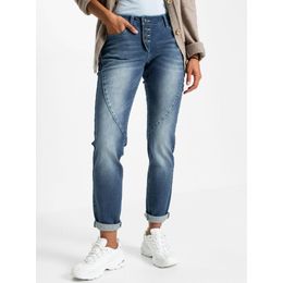 Bequeme Jeans Inspirationen, Damen, Gr. 19, Kurzgr&ouml;&szlig;en, blau (blau, stone, washed), 99% Baumwolle, 1% Elasthan, unifarben, lang, Jeans