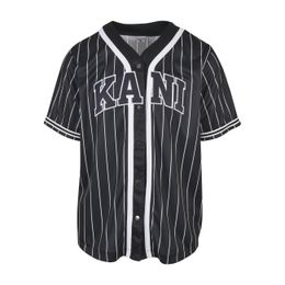 Langarmhemd Karl Kani "Karl Kani Herren KM221-115-1 Serif Pinstripe Baseball Shirt", Herren, Gr. XS, US-Gr&ouml;&szlig;en, schwarz, 100% Polyester, Hemden